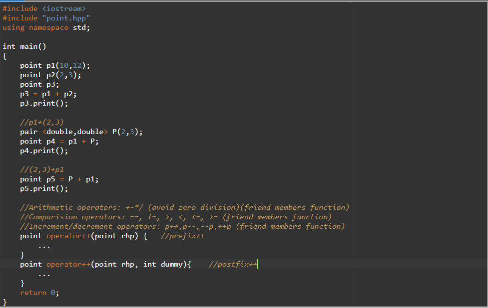 Solved main.cpp point.hpp 1 #include 2 using namespace | Chegg.com