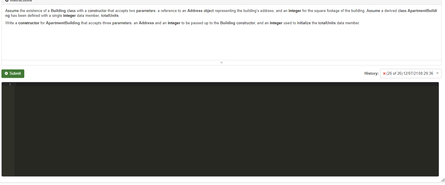 Solved Assume the existence of a Building class with a | Chegg.com Solved Assume the existence of a Building class with a | Chegg.com