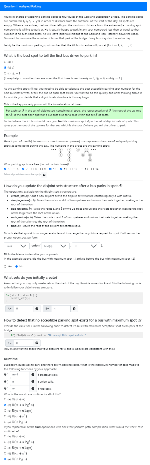 Solved Question 1: Assigned Parking You're in charge of | Chegg.com
