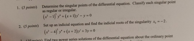 Solved Determine the singular points of the differential | Chegg.com