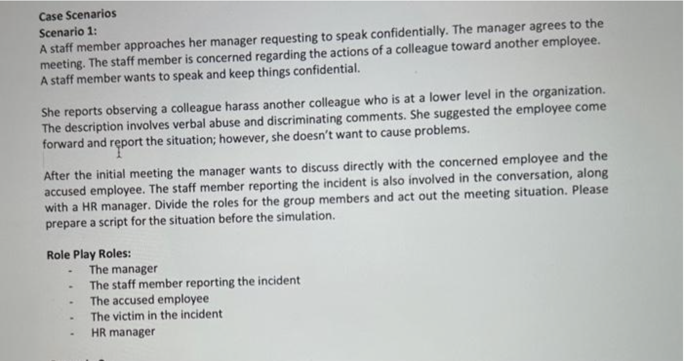 Solved write a scenario for this i need it to be a little | Chegg.com