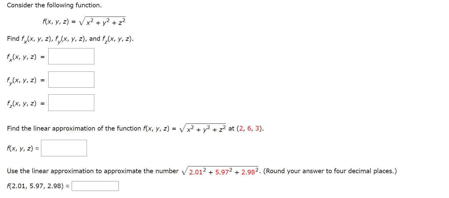Solved Consider the following function. f(x,y,z)=x2+y2+z2 | Chegg.com