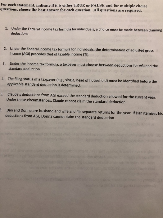 Solved For each statement, indicate if it is either TRUE or | Chegg.com