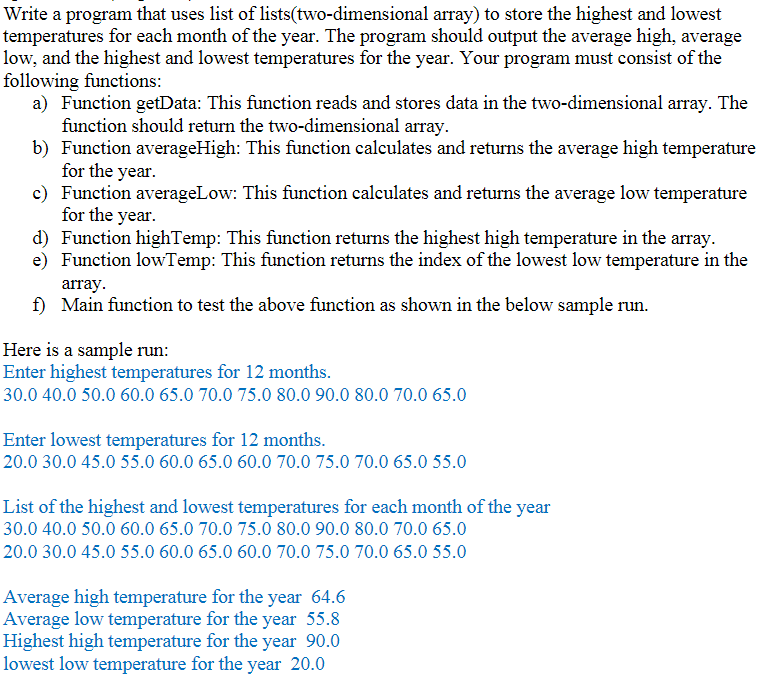 Solved Write a program that uses list of | Chegg.com