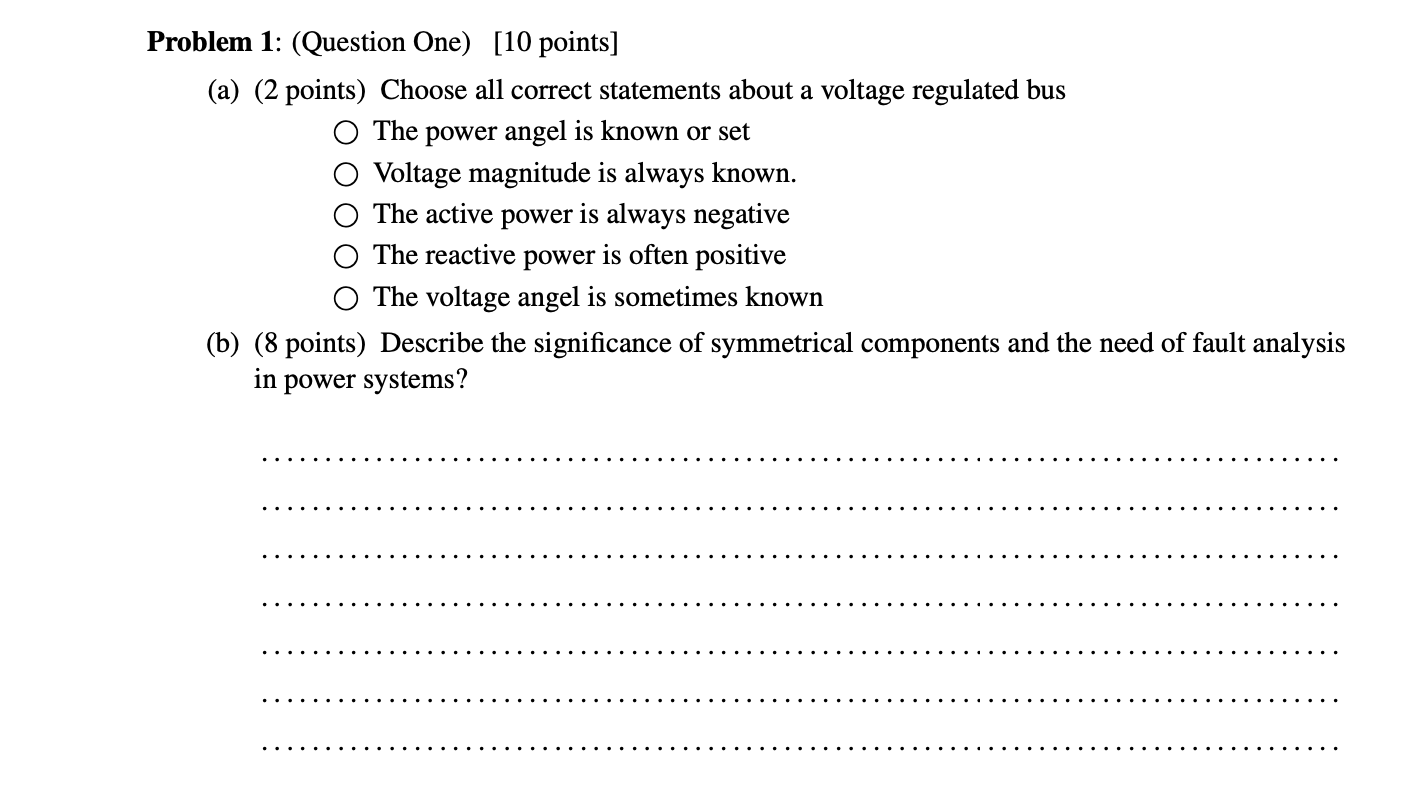 Solved Problem 1: (Question One) [10 points] (a) (2 points) | Chegg.com