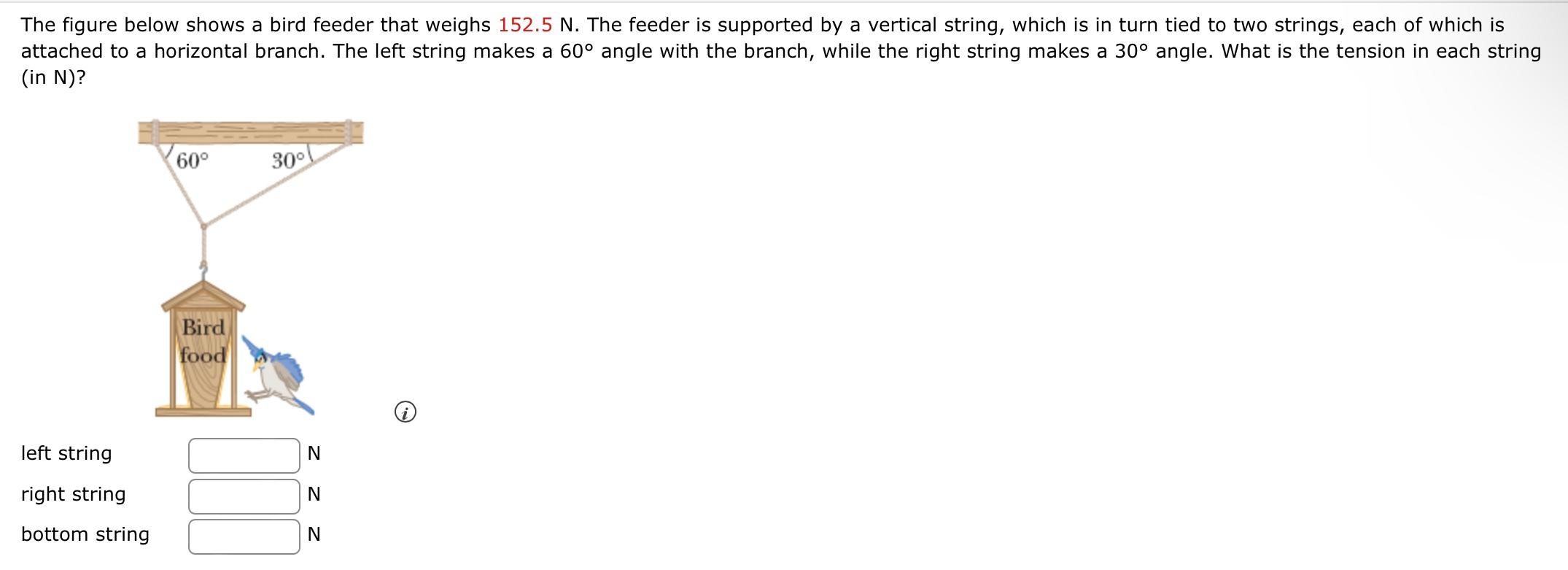 Solved The figure below shows a bird feeder that weighs | Chegg.com