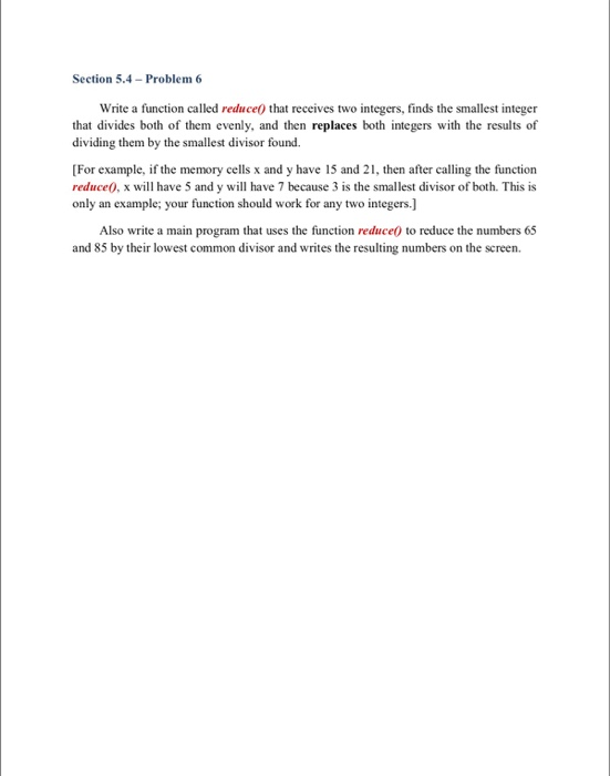 Solved Section 54 Problem 6 Write A Function Called Reduce 0925