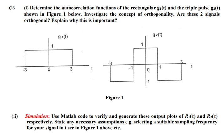 Solved Q6 (i) Determine the autocorrelation functions of the | Chegg.com