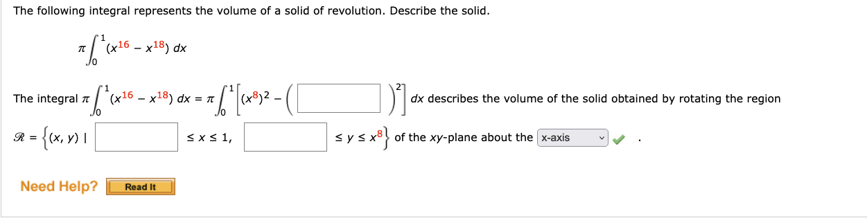 Solved The following integral represents the volume of a | Chegg.com