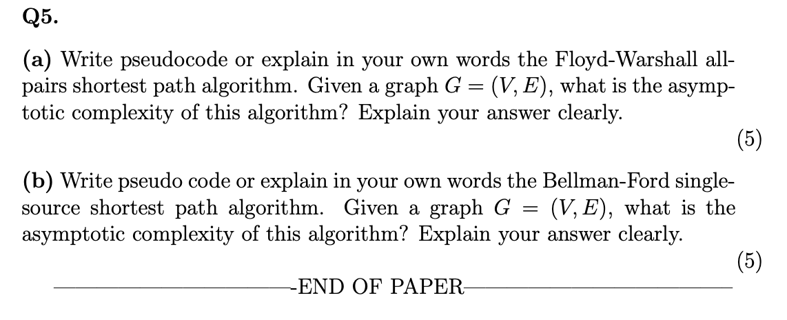 Solved Q5 A Write Pseudocode Or Explain In Your Own Words 6924