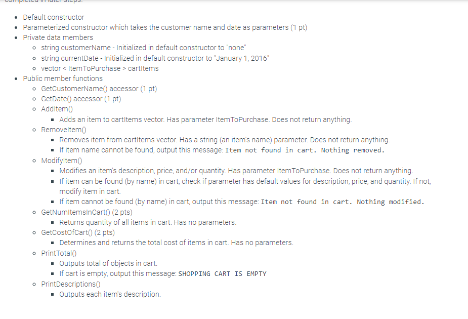 Solved 7.18 LAB*: Program: Online shopping cart (Part 2) 0 | Chegg.com