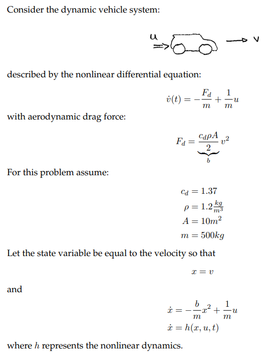 Solved Consider the dynamic vehicle system: described by the | Chegg.com