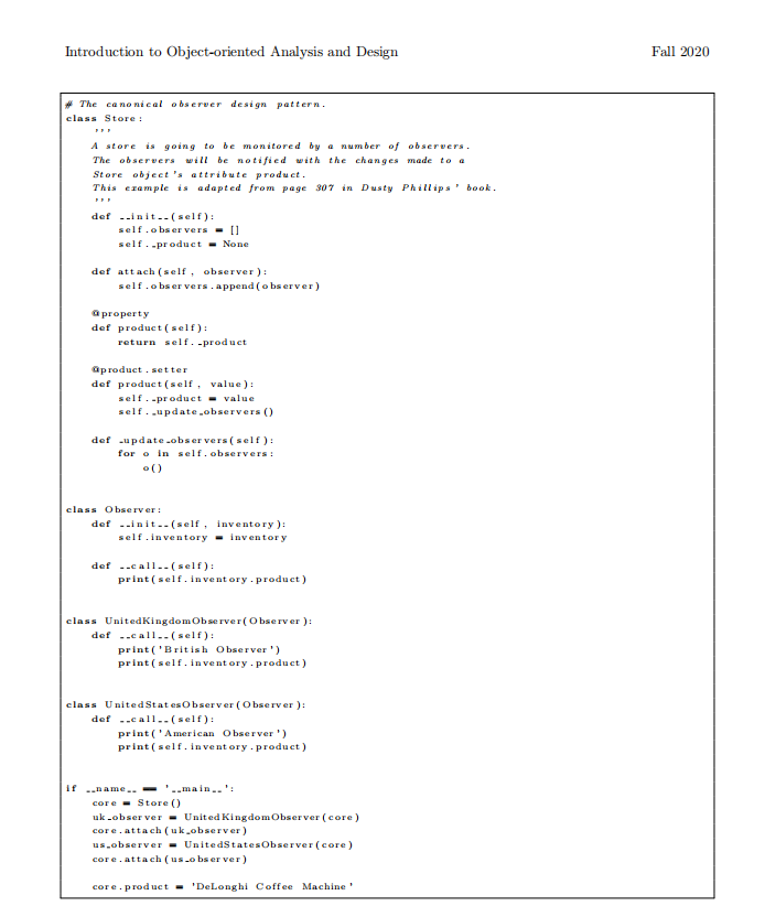 Solved Introduction to Object-oriented Analysis and Design | Chegg.com