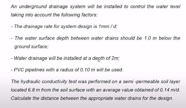 Solved An underground drainage system will be installed to | Chegg.com