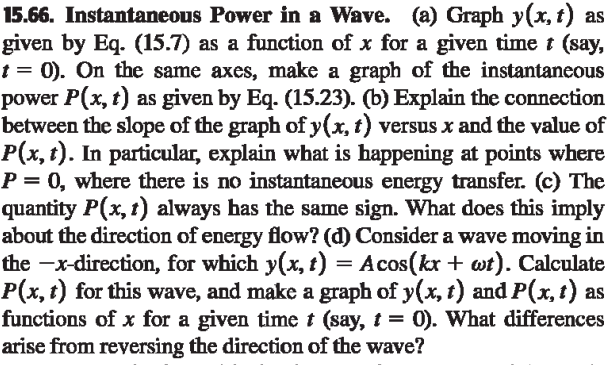 15.66. Instantaneous Power in a Wave. (a) Graph | Chegg.com