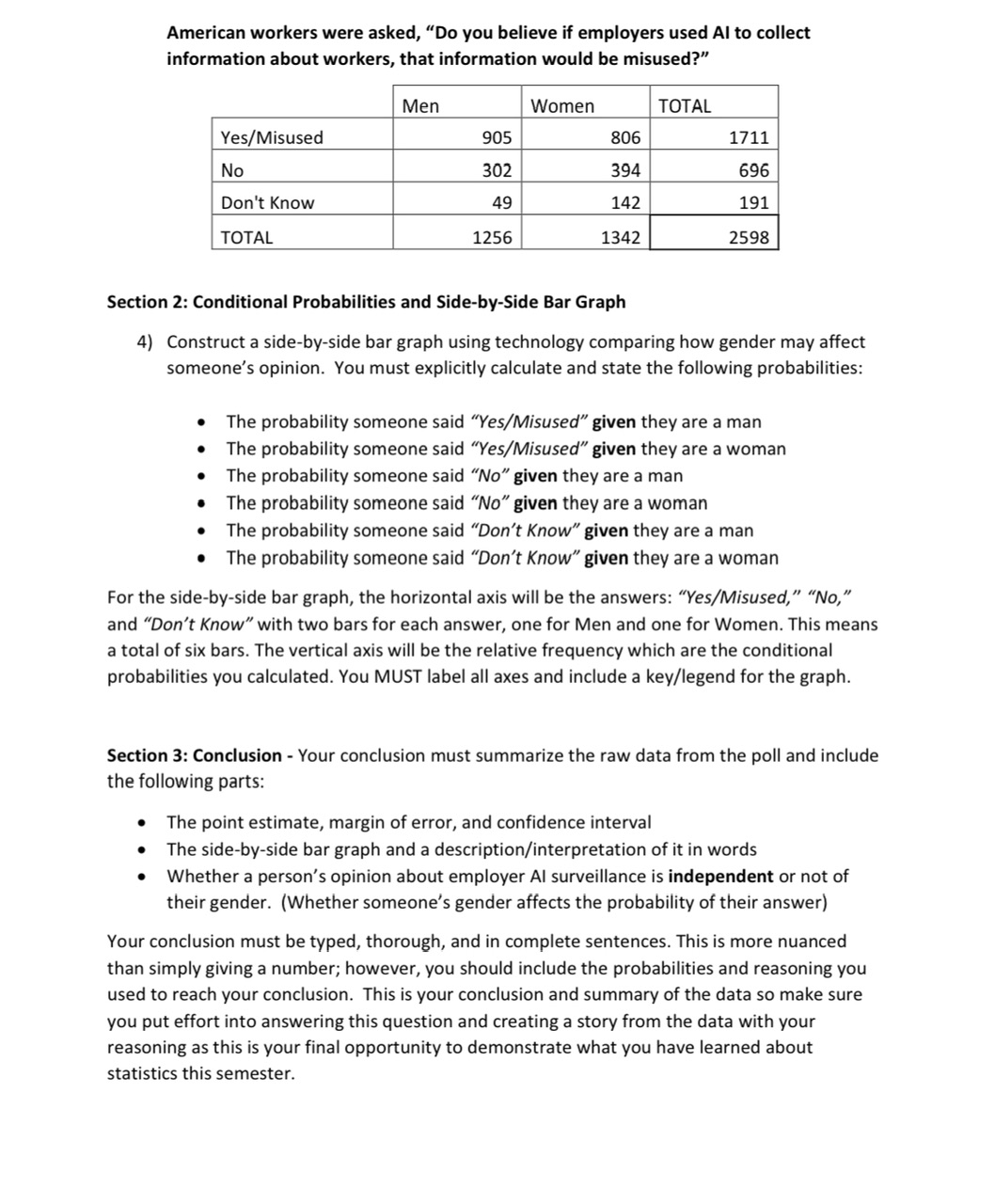 Solved Statistics Final Project: DUE 7/14 Make sure to | Chegg.com