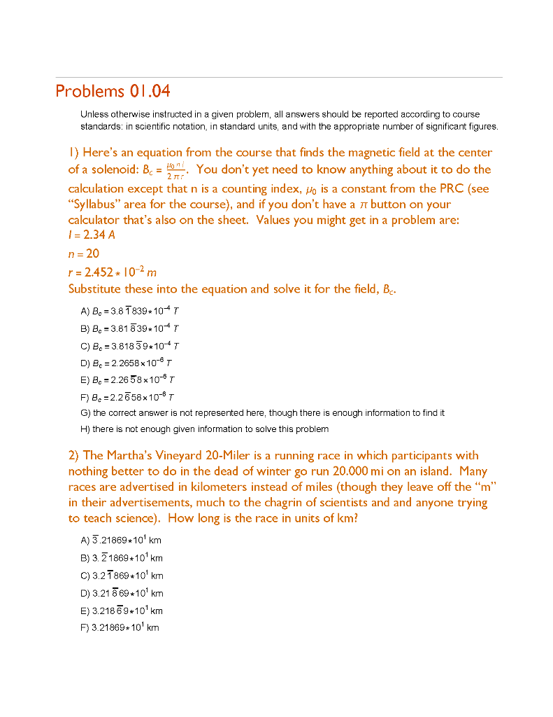 Solved Problems 01.04 Unless otherwise instructed in a given | Chegg.com