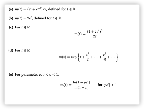 Solved P2 Find the pmfs corresponding to the following mgfs | Chegg.com