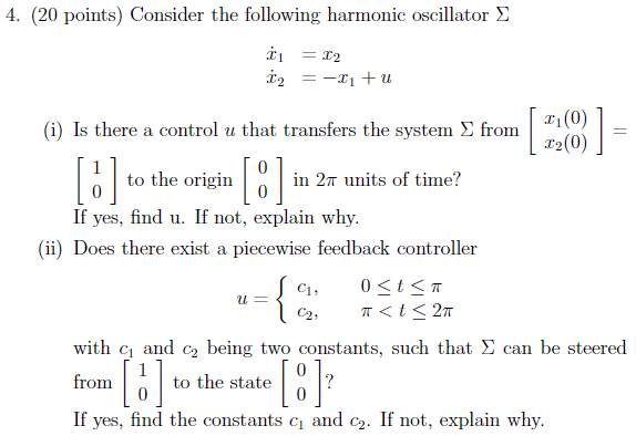Solved Consider the following harmonic oscillator | Chegg.com