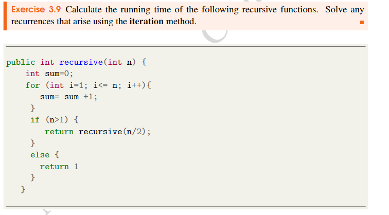 Solved Exercise 3.9 Calculate the running time of the fol | Chegg.com