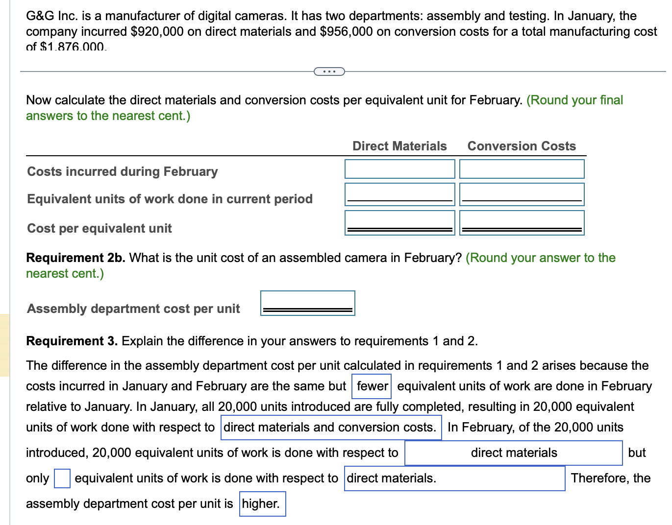 Solved G\&G Inc. is a manufacturer of digital cameras. It | Chegg.com