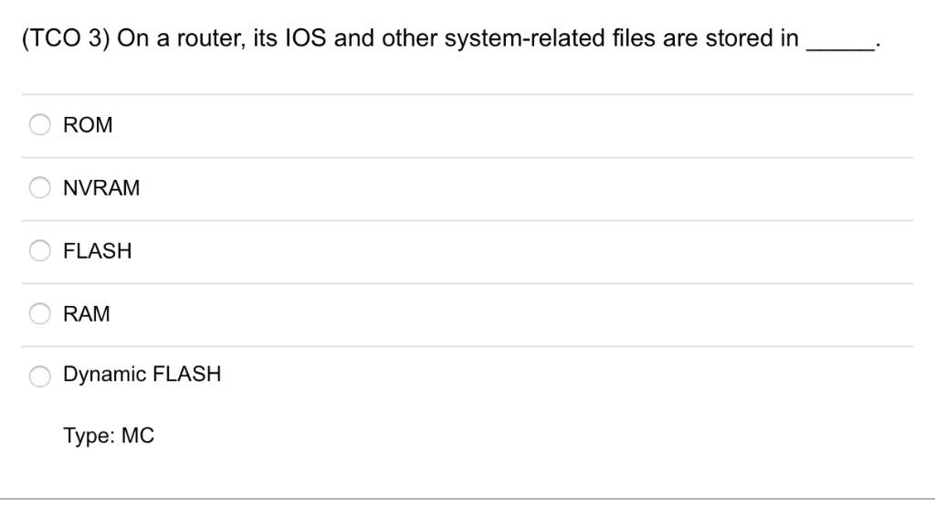 Solved (TCO 3) On a router the startup configuration files | Chegg.com