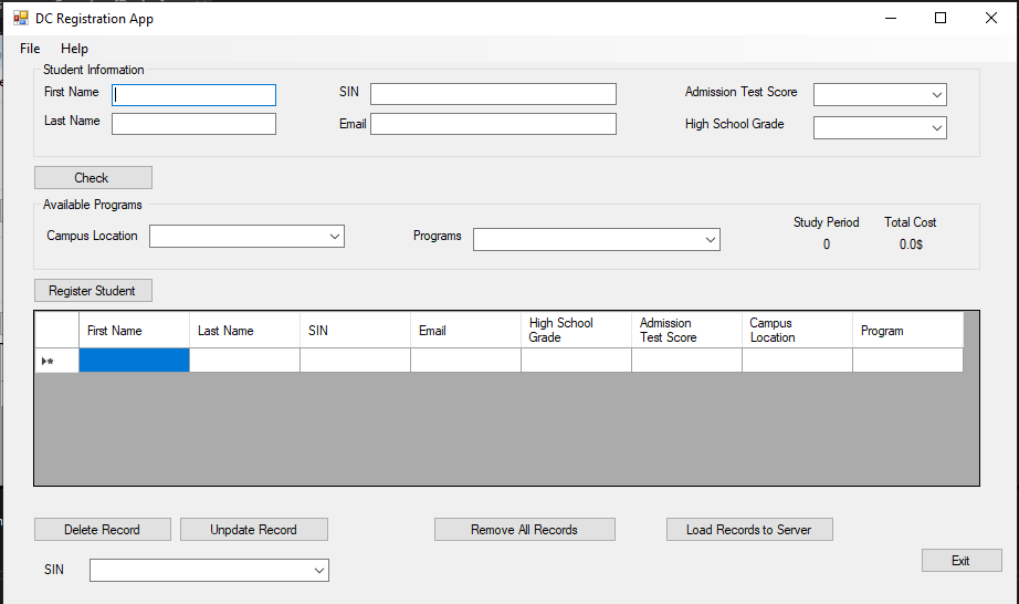 Solved RequirementsCreate a college’s admissions | Chegg.com