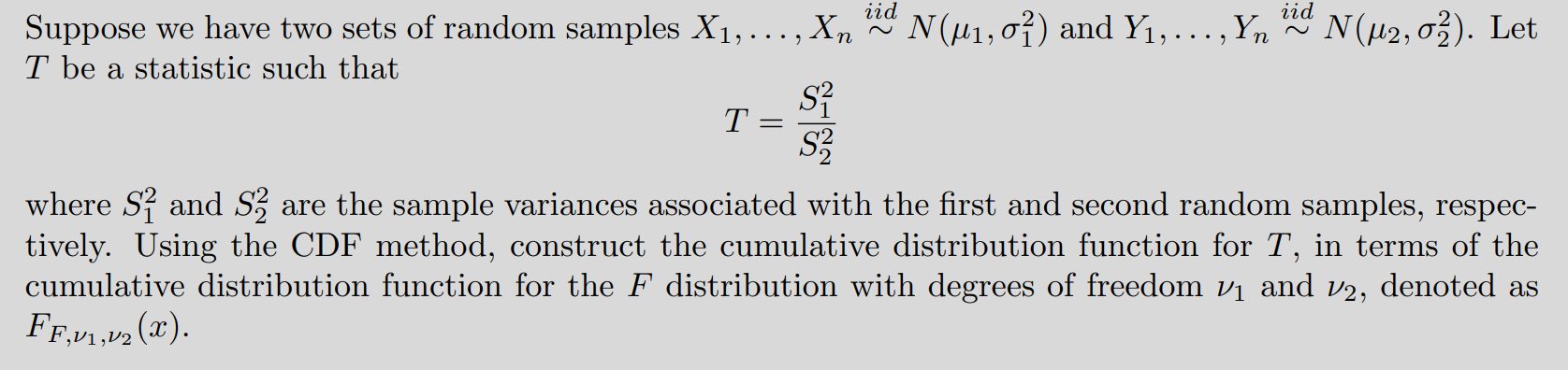 Solved Suppose we have two sets of random samples \\( X_{1}, | Chegg.com