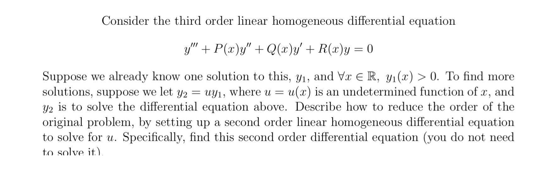 Solved Consider The Third Order Linear Homogeneous