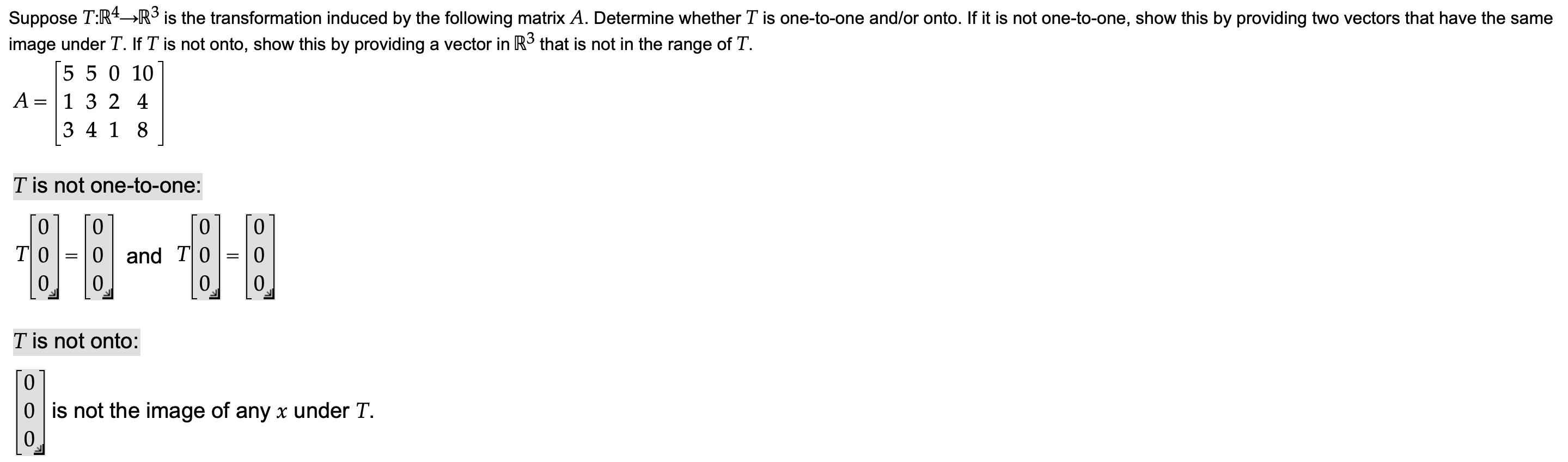 Solved Suppose T:R4-R3 is the transformation induced by the | Chegg.com
