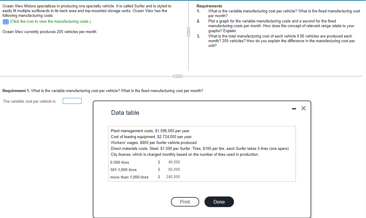 Solved Requirement 1. What is the variable manufacturing | Chegg.com