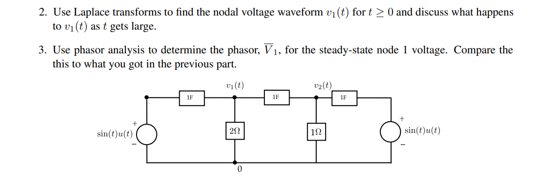 Solved 2. Use Laplace transforms to find the nodal voltage | Chegg.com