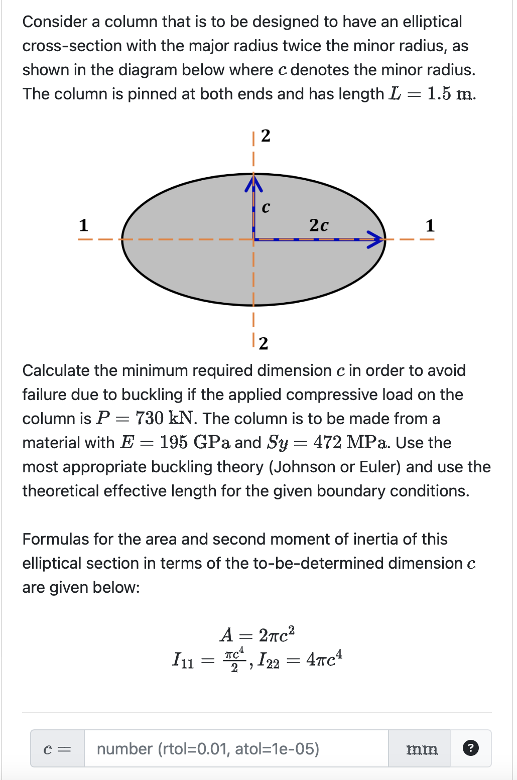 Solved Consider a column that is to be designed to have an | Chegg.com