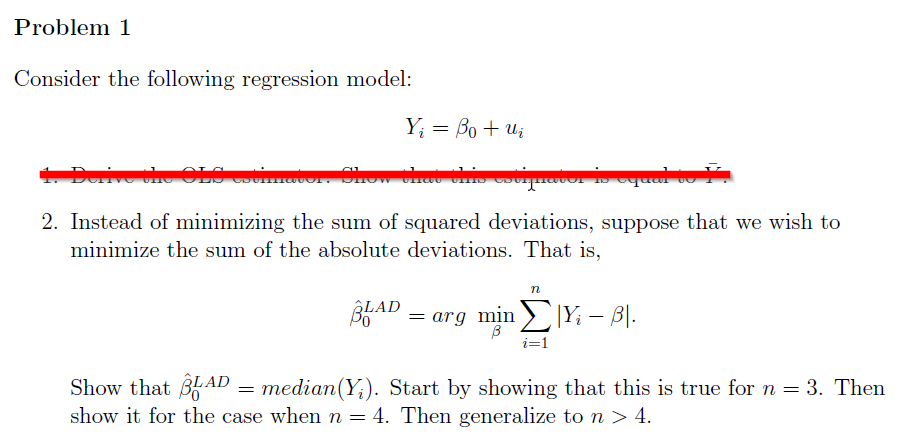 Solved Problem 1 Consider the following regression model: Y | Chegg.com