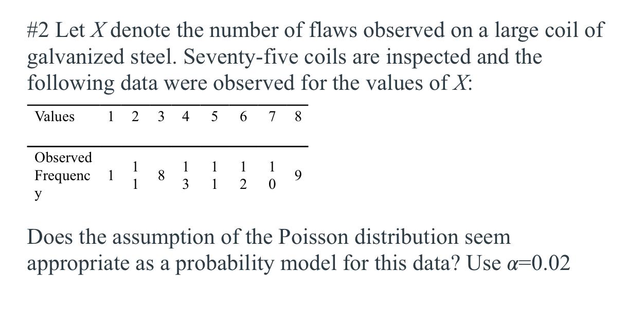 \#2 Let X denote the number of flaws observed on a | Chegg.com
