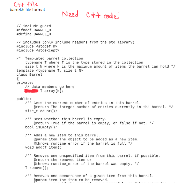 Solved C++ tile barrel.h file format Need ctt code // | Chegg.com