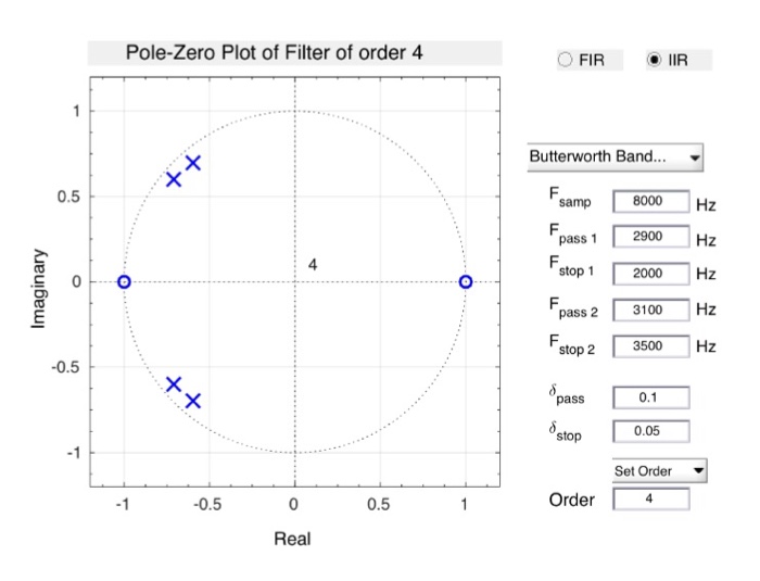 Solved 4.3 Design BPF with filterdesign GUI Higher order IIR | Chegg.com