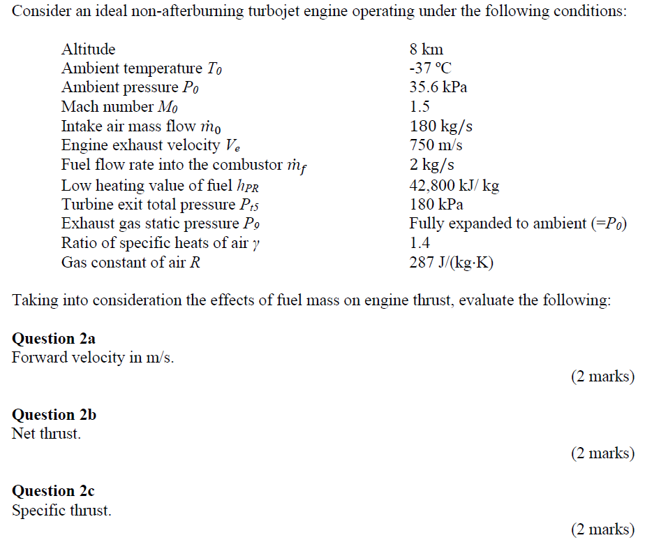 Solved Consider an ideal non-afterburning turbojet engine | Chegg.com