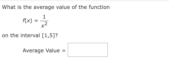 Solved What is the average value of the function f(x)=x21 on | Chegg.com