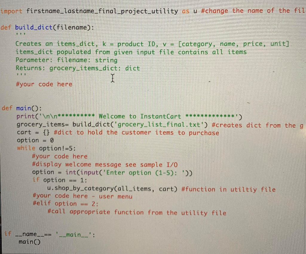Instant Cart: Simple Grocery Cart Application The | Chegg.com