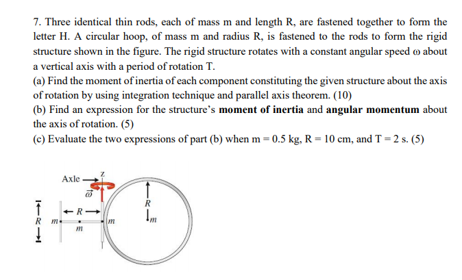 Solved 7. Three identical thin rods, each of mass m and | Chegg.com