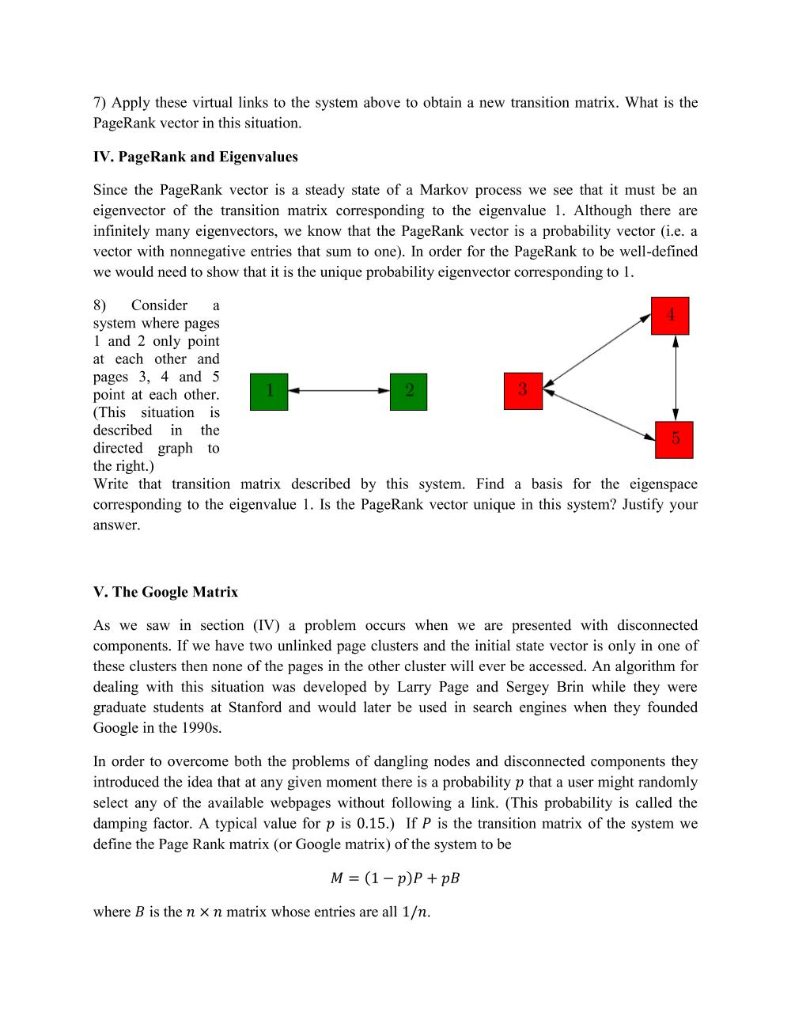 Solved This is Linear Algebra that consists of "Markov | Chegg.com