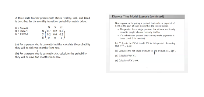 Solved A three state Markov process with states Healthy, | Chegg.com