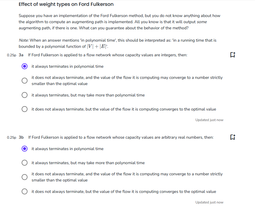 Solved Effect of weight types on Ford Fulkerson Suppose you | Chegg.com