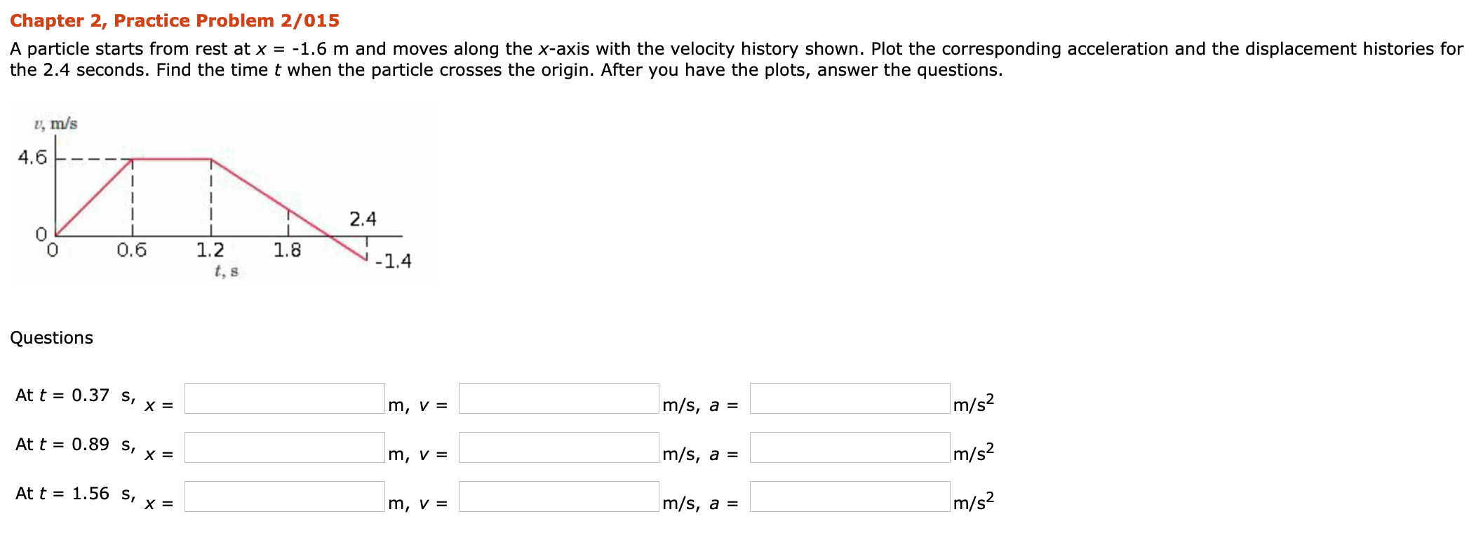 Solved Chapter 2, Practice Problem 2/015 A particle starts | Chegg.com