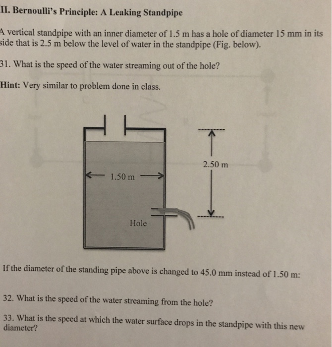 Solved A vertical standpipe with an inner diameter of 1.5 m | Chegg.com
