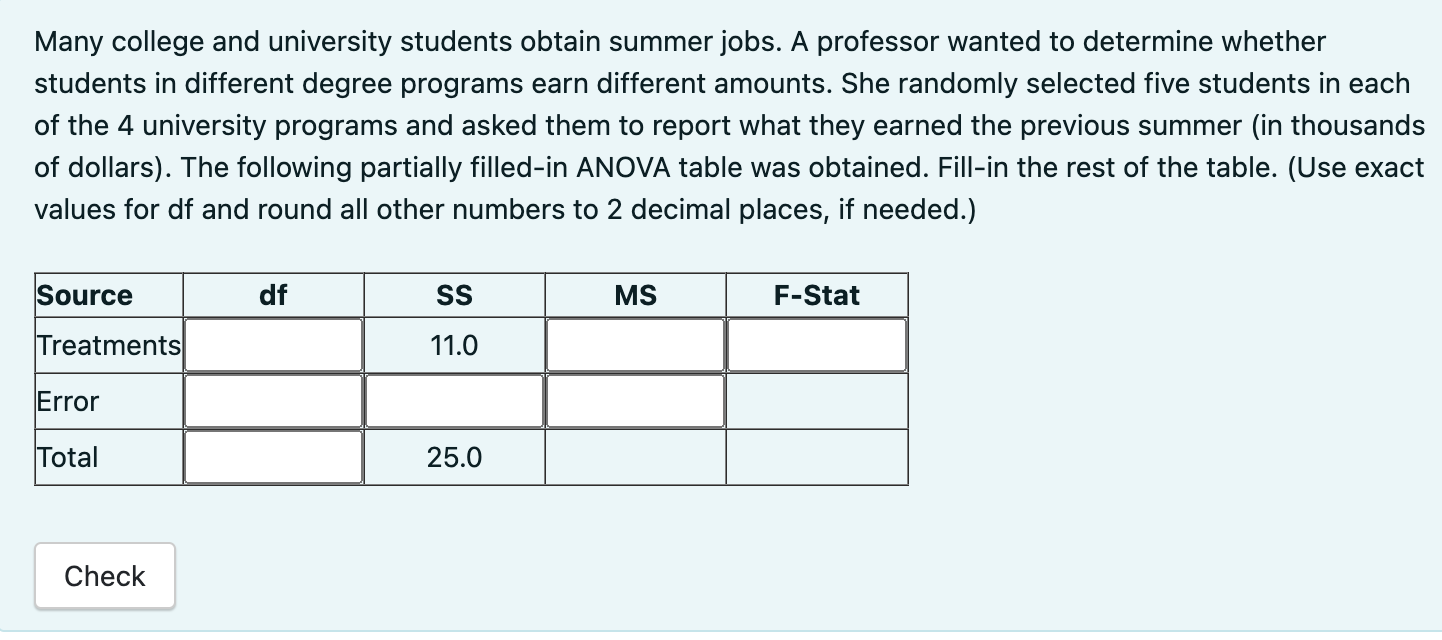 Solved Many college and university students obtain summer | Chegg.com