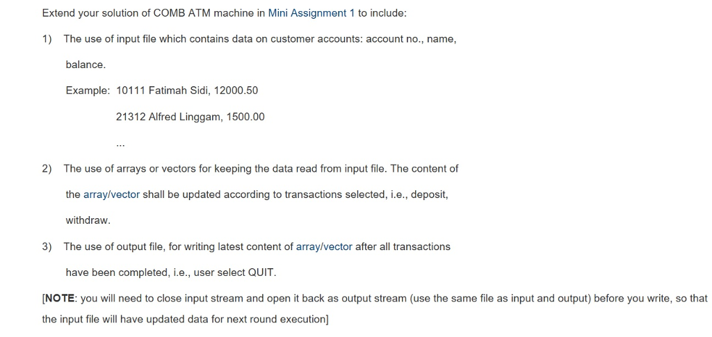 Solved DDegree sem 3\C+ +Assignment Mini Assign 1Atm.cpp - | Chegg.com