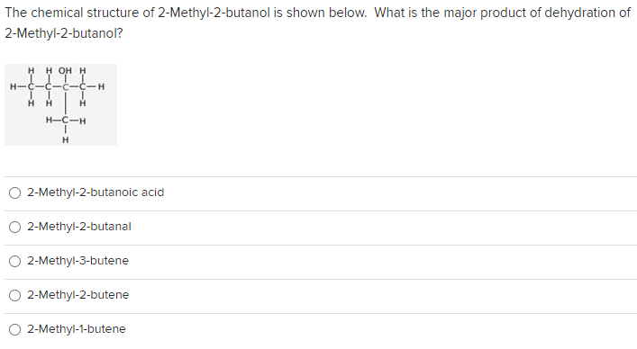 Solved The chemical structure of 2-Methyl-2-butanol is shown | Chegg.com