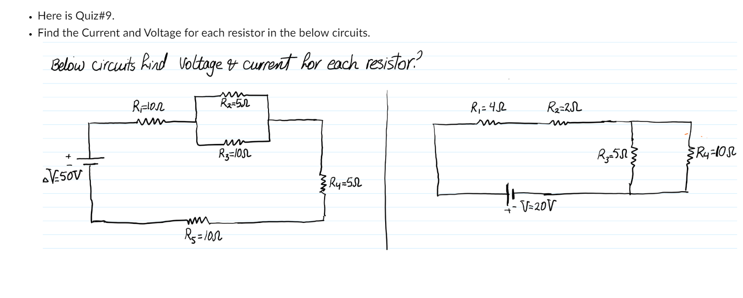 Solved - Here is Quiz\#9. - Find the Current and Voltage for | Chegg.com